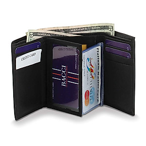 Sonia Jewels Black Leather Trifold Wallet