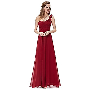Ever-Pretty Womens Flower One Shoulder Long Bridesmaids Dress 4 US Burgundy