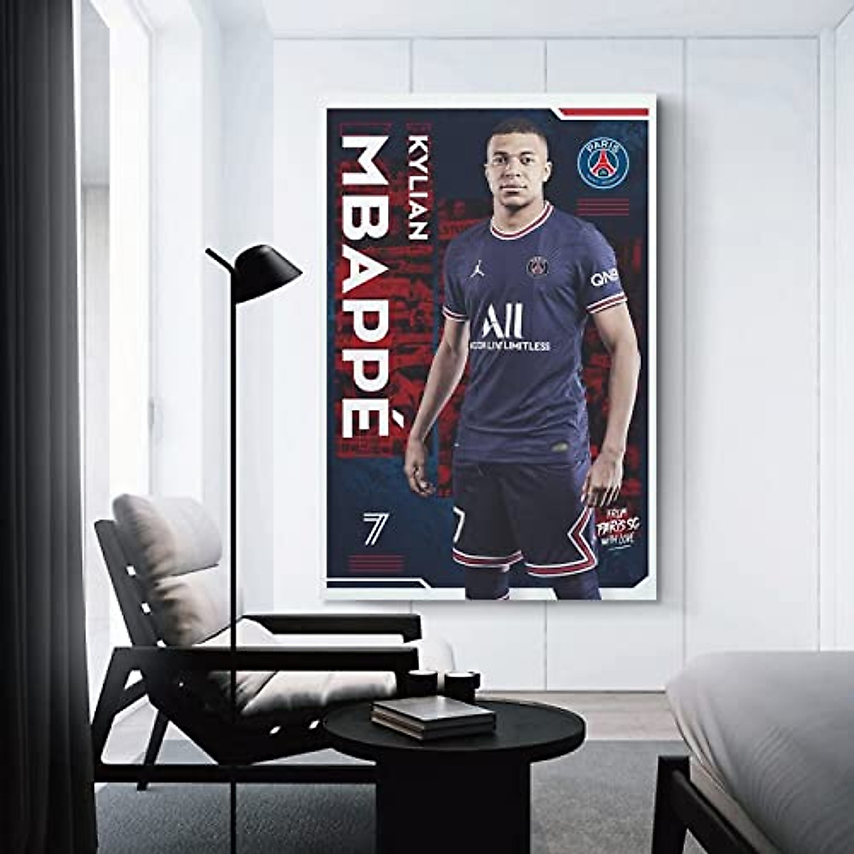 Kroity Paris Saint-Germain Football Stars Kylian Mbappe Poster Canvas Wall Art Room Decor (Unframed) 12in×18in (Mbappe), White