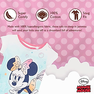 Disney Girls' Minnie Mouse 2-Piece Snug-Fit Cotton Pajamas Set, MERMAID MINNIE, 18M