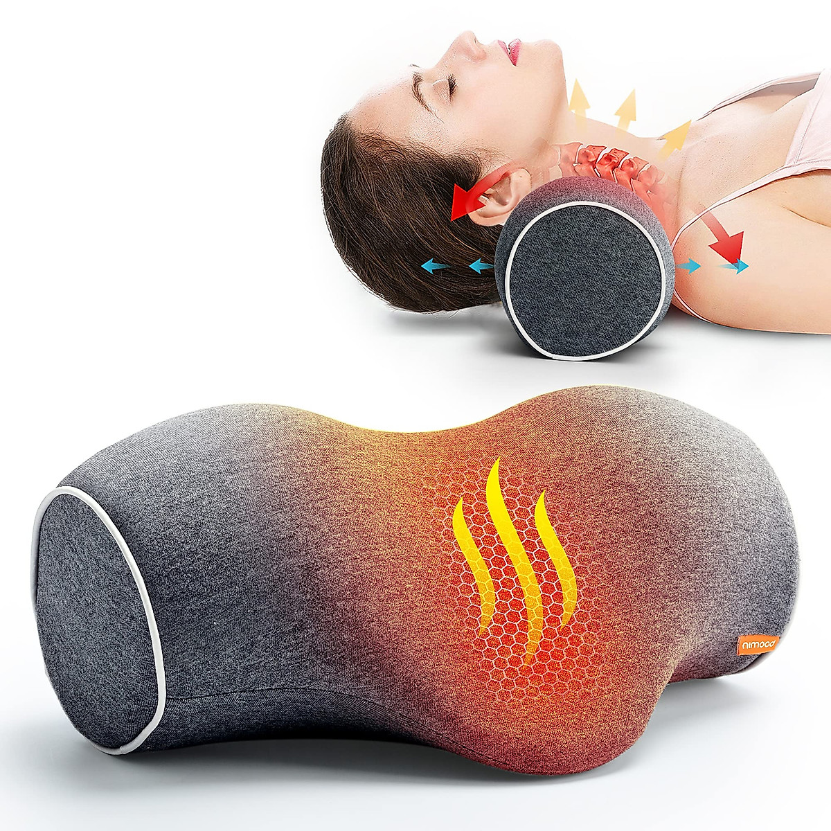 nimood Neck Stretcher, Cervical Neck Traction Device, Neck Hump Corrector with Graphene Heating, Neck and Shoulder Relaxer for TMJ Neck Pain Relief, Muscle Relax, Spine Alignment Relax Gifts for Bed