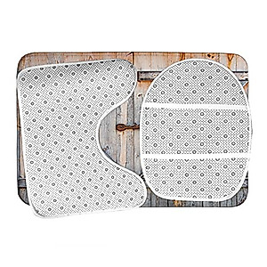 WONDERTIFY Wooden Barn Door Bathroom Antiskid Pad Rustic Farm Old Wood Texture Front Gate Weathered Entry 3 Pieces Bathroom Rugs Set, Bath Mat+Contour+Toilet Lid Cover Brown