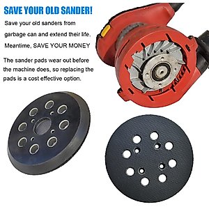 2 Pack 5 inch 8 Holes Sander Backing Pad, Hook and Loop, Replacement Pad for Random Orbit Sander
