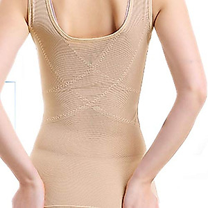 Women Slimming Tank Top Shaper Body Wear Tummy Control Seamless Vest Tummy Control with Butt Lifter (Khaki, XXXL)