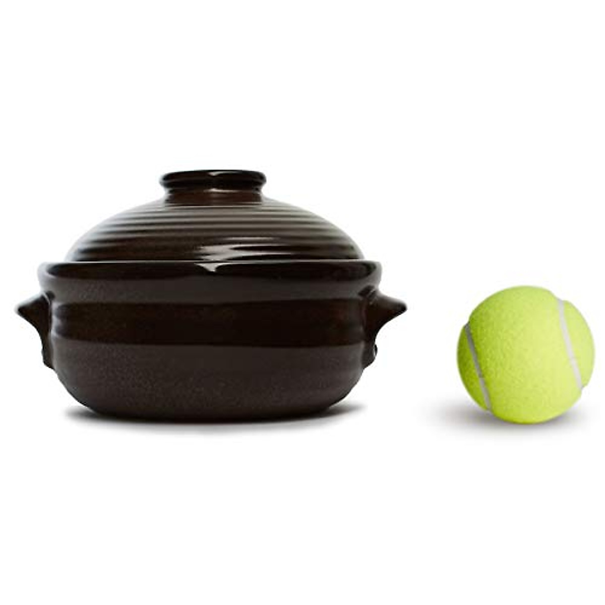 Crazy Korean Cooking Korean Stone Bowl (Dolsot), Sizzling Hot Pot for Bibimbap and Soup - Premium Ceramic (Medium with Lid)