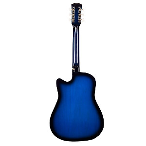 Joymusic 38 inch blueburst beginner acoustic guitar kit,bundle with a strap with picks holder,digital tuner, set strings, capo,cleaning cloth,6 picks,gig bag.(JG-38C,BLS)