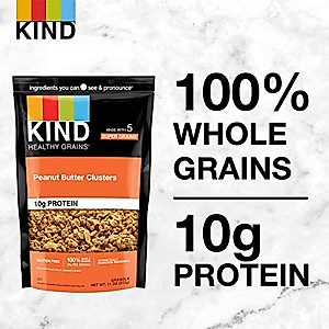 KIND Healthy Grains Granola, Peanut Butter Clusters, 11 Ounce, 10g Protein, Whole Grain, Snack Mix