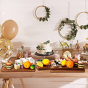 4 Pcs Solid Acacia Wood Serving Trays 14 x 5 Inch 3 Grids Rectangular Wooden Serving Platters for Home, Food, Vegetables, Fruit, Cheese, Appetizer Serving Tray, Charcuterie Board