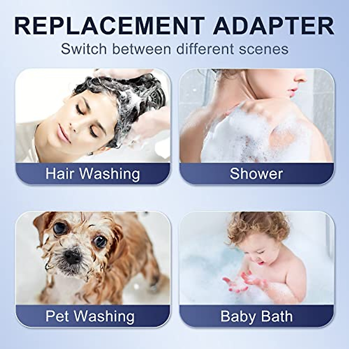 Shower Head Sink-Faucet Bathtub, Hose Sprayer Attachment with 5 Adapters, 79" Hose for Hair Washing, Pet Dog Rinse & Baby Bath, ON/OFF Extension for Tub Faucet, Utility Sink, Laundryroom, Garden