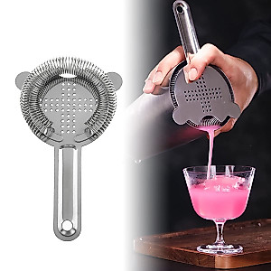 DGHAOP Cocktail Strainer Ice Cube Filter Stainless Steel Bar Strainers Cocktail Professional Bar Tools