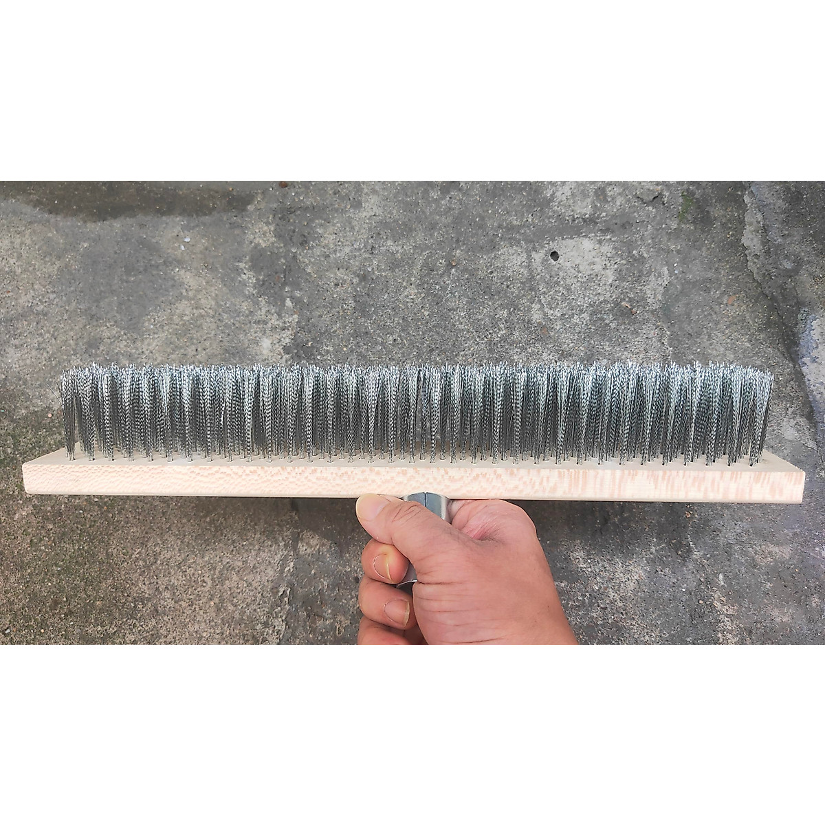 16" Heavy-Duty Rough Surface Floor Brush,Stainless Steel Wire Large Deck Scrub Brush 16" x 2.7” Removes Snow, Dirt & Grime on Drivways, Steps, Patios, Decks, Tile, Cement Without Stick (16")