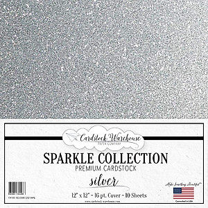 Cardstock Warehouse Sparkle Silver Glitter - 12 x 12" - 16 Pt. / 280 Gsm Premium Cardstock Paper - 10 Sheets