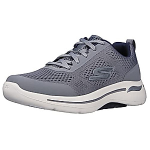 Skechers Men's Gowalk Arch Fit-Athletic Workout Walking Shoe with Air Cooled Foam Sneaker, Grey/Navy, 12
