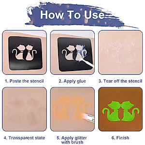 AOMIG Glitter Tattoo Kit, Kids Temporary Tattoo Set - 24 Colours Glitter, 8 Fluorescent Powder, 172 Stencils, Unique Body Nail Glitter Safe Body Make-up for Kids and Adults Birthday Party