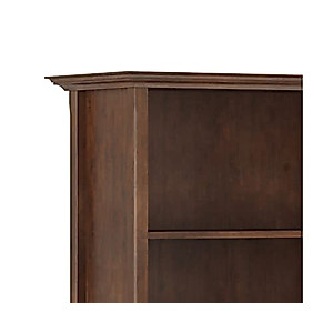 SIMPLIHOME Amherst SOLID WOOD 70 inch x 30 inch Transitional 5 Shelf Bookcase in Russet Brown with 5 Shelves, for the Living Room, Study and Office