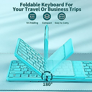 seenda Folding Keyboard with Number Pad, Portable Foldable Bluetooth Keyboard for Travel, Full-Size Rechargeable Keyboard for Laptop Tablet PC Smartphone Windows iOS Android - Green