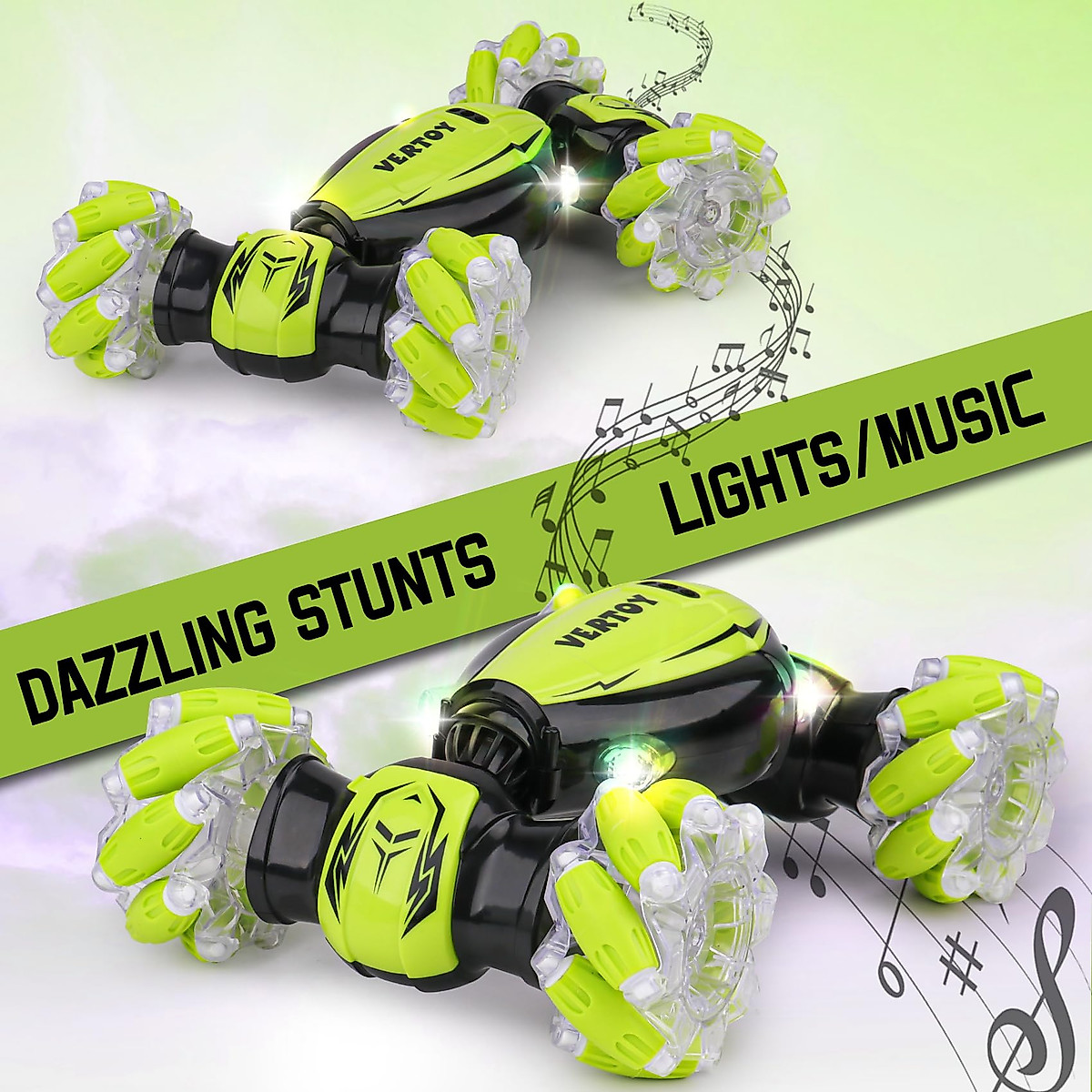 VERTOY Gesture Sensing Stunt RC Cars Toys for Boys - 4WD 2.4GHz Hand Controlled Remote Control Car with Light Music, Best Gifts Ideas for Kids Age 7 8 9 10 11 12 Year Old