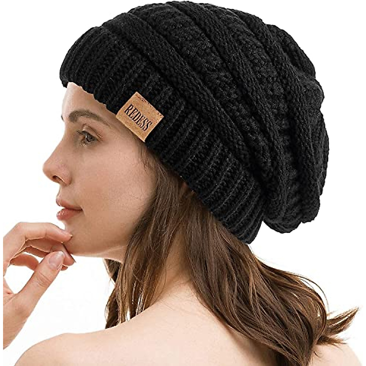 REDESS Slouchy Beanie Hat for Women Winter Warm Chunky Soft Oversized Cable Knit Cap