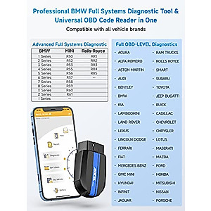 ANCEL BD300 OBD2 Scanner Bluetooth Fits for BMW Full System Code Reader Fits for BMW Diagnostic Tool with Battery Registration Tool Service EPB CBS ETC ABS Airbag & Powerful OBD2 Scanner for All Cars