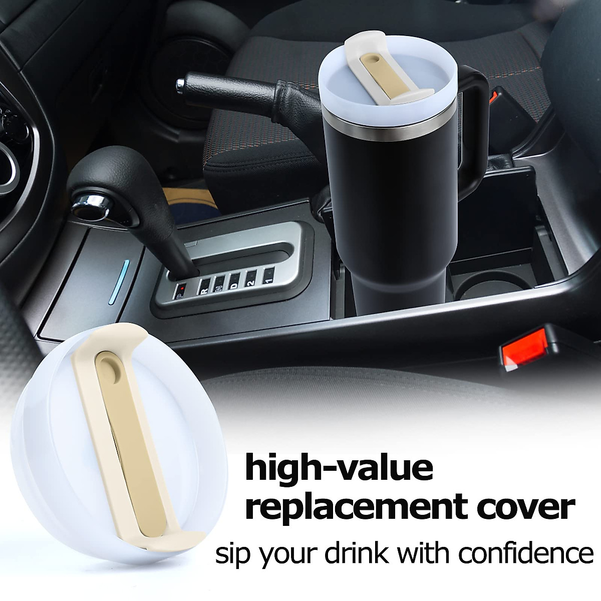 3 Pack Tumbler Lid for Stanley Cup, 40 OZ Replacement Spill Proof Splash Resistant Tumbler Covers, Reusable Tumbler Cover for Stanley Cup Accessories (grey+black+beige)