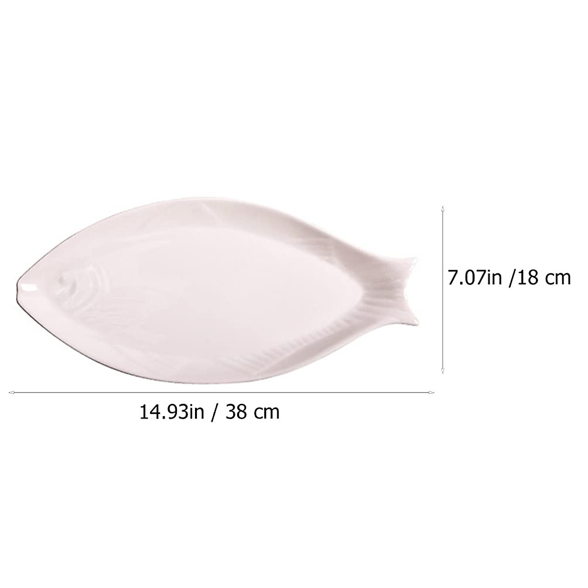 Cabilock Ceramic Fish Platter Food Trays Oval Dinner Plate Appetizer Serving Tray Snack Storage Dish for Kitchen Home Sushi Cheese Dessert White