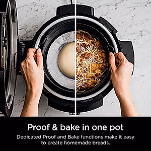 Ninja OL701 Foodi 14-in-1 SMART XL 8 Qt. Pressure Cooker Steam Fryer with SmartLid & Thermometer + Auto-Steam Release, that Air Fries, Proofs & More, 3-Layer Capacity, 5 Qt. Crisp Basket, Silver/Black