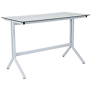 Flash Furniture Winfield Collection Glass Computer Desk with White Metal Frame