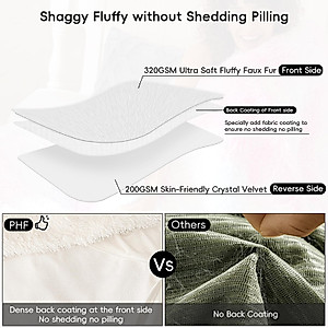 PHF Shaggy Fluffy Faux Fur Duvet Cover Set King Size,Luxury Warm Plush Comforter Cover for Winter Fall,3PCS Soft Lightweight Velvet Cozy Bedding Set with Furry Pillowcases,Aesthetic Room Decor,Cream