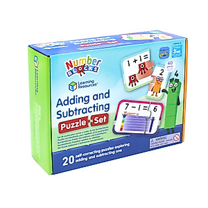 Learning Resources Numberblocks Adding and Subtracting Puzzle Set, Numberblocks Jigsaw Puzzle, Maths Jigsaw Puzzle, 20 Educational Puzzles in a Box, 2-Piece Puzzles, Ages 3+
