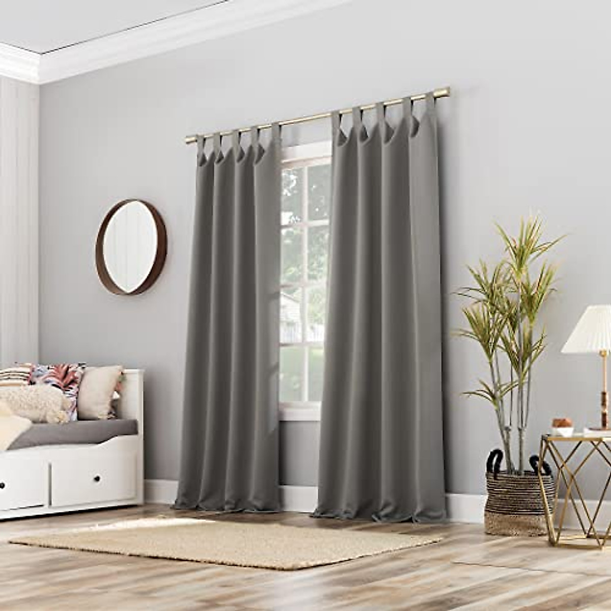 Sun Zero Easton Energy Saving Blackout Tab Top Curtain Panel, 40" x 84", Gray