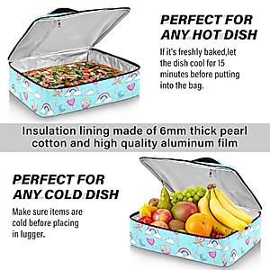 Kcldeci Insulated Thermal Food Carrier Insulated Casserole Carrier for Hot or Cold Food,Sweet Candy Rainbow Insulated Tote Bag for Potluck Cookouts Parties Picnic,Lasagna Lugger