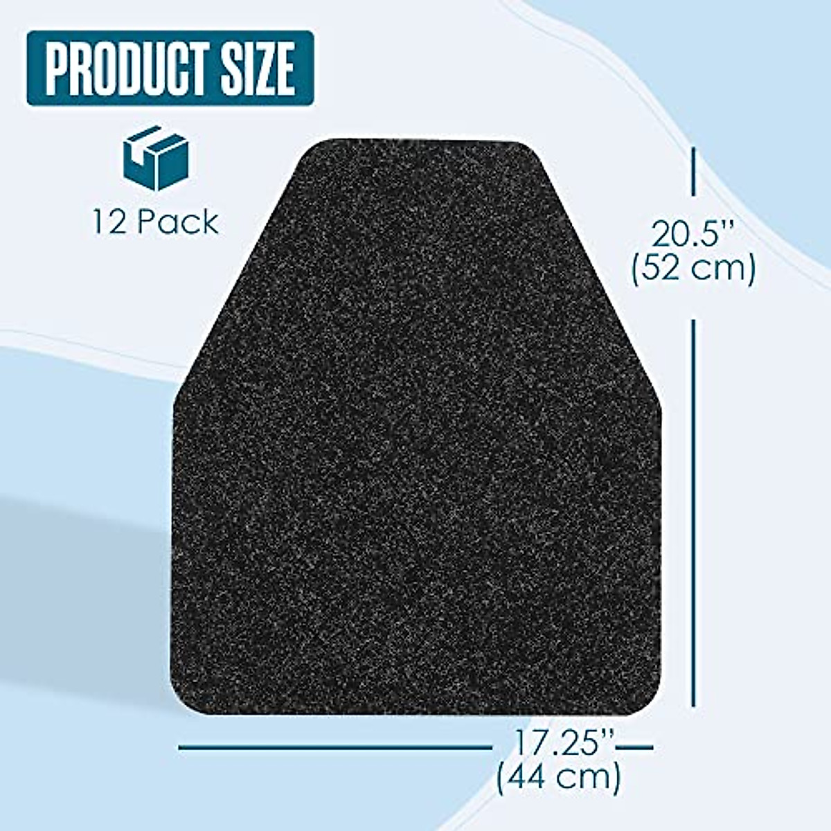 Houseables Urinal Mats, Floor Pads, 12 Pack, 17.25" x 20.5", Black, Blue, Homeplate, Polypropylene Fibers, Disposable, Splash Mat, Pee Pad, for Men’s Bathroom, Urine, Restroom, Eliminating Odor