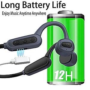 IKXO Waterproof Bone Conduction Headphones for Swimming, MP3 Player Wireless Sport Earphones IPX8 Open-Ear Built-in 8GB Flash Memory for Running, Diving Water, Gym, Spa…