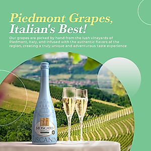 Tuscanini Sparkling Moscato Grape Juice, 25.3oz (2 Pack) | Non Alcoholic Italian Moscato | Elegant Champagne Bottle | Imported from Italy | Great for Cocktails | Kosher