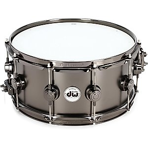 DW Collector's Series Metal Snare Drum - 6.5 x 14-inch - Satin Black Over Brass - Black Nickel Hardware