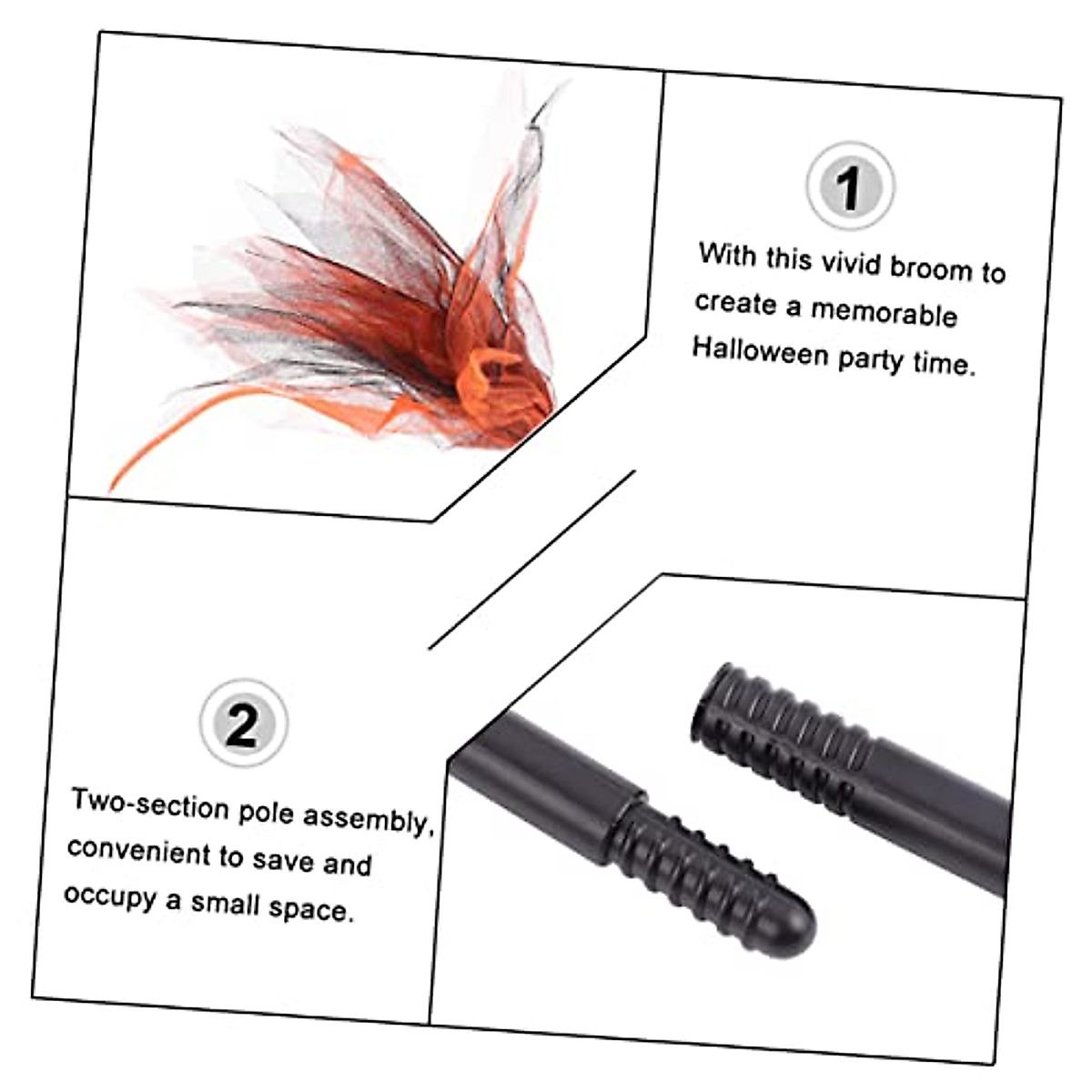 HANABASS 3pcs / Day Net Creative Plastic Halloween Yarn Witchy Broom Broomstick Favors Adults Decoration Wizard Home Wicked Kid Orange Party Accessories Supplies Ornament Childrens Room