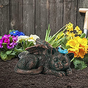 Qeeman Cat Memorial Gifts, Pet Angel Garden Solar Light Cat Memorial Stones for pet Memorial Gifts and pet Loss Gifts, Ideal Gifts for Garden