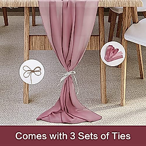Yastouay Chiffon Table Runner 29x120 Inches Dusty Pink Romantic Wedding Table Runners 10Ft Sheer Table Linens for Bridal Baby Shower Birthday Party Cake Reception Table Decorations