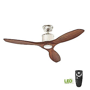 Home Decorators Collection Reagan 52 Inch LED Indoor Brushed Nickel Ceiling Fan with Light Kit and Remote Control