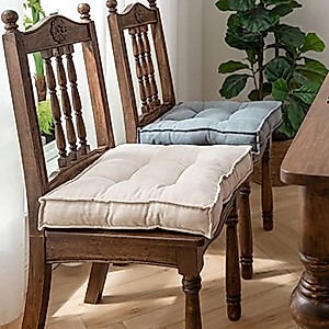 vctops Corduroy Striped Square Chair Cushion Pad Solid Tufted Seat Cushion Pads for Dining Chairs, Office Chairs, Car, Floor, Outdoor, Patio (Grey,18"x18"x3")