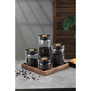 LOEZ Coffee Bean Storage Container Airtight, Lid Sealed with Press-Down Vacuum, Borosilicate Glass Coffee Canister, Food Storage, Coffee Bar for Ground Coffee, Tea, Beans, Spices (Extra Large - Clear)