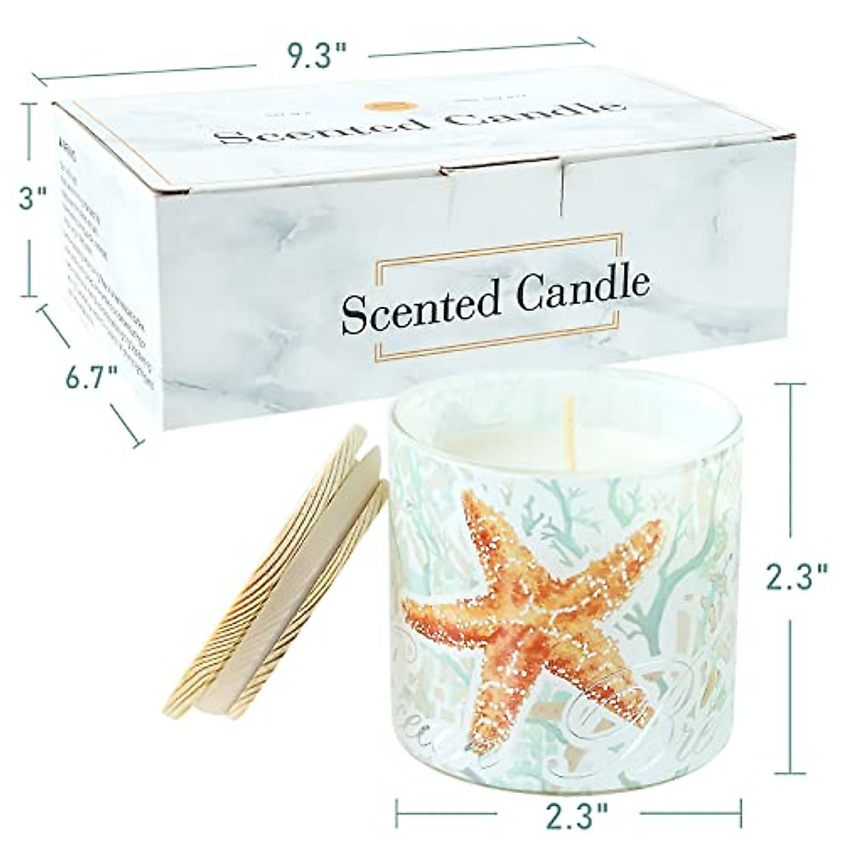 Jar Candles Scented with Lid Gift Set of 6 Ocean Theme Jar Different Fragrance Candles Soy Wax Aromatherapy Jar Candles Take Harsh Smells Away Candles for Home Scented Stress Relief and Relaxation