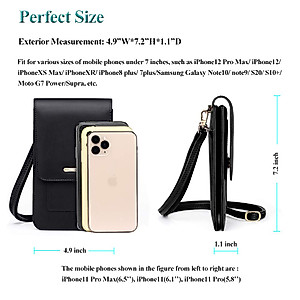 Peacocktion Small Crossbody Cell Phone Bag for Women, Leather Shoulder Bag Card Holder Phone Wallet Purse (Black)