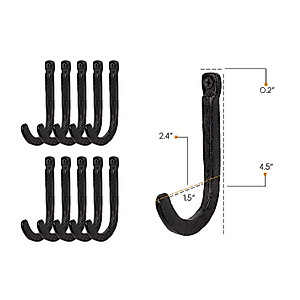 Rustic State Sabo Wall Mount Cast Iron Hooks Coat Towel Bag Hat Hanger Multiuse Entryway Railroad Spike Rack Black Set of 10