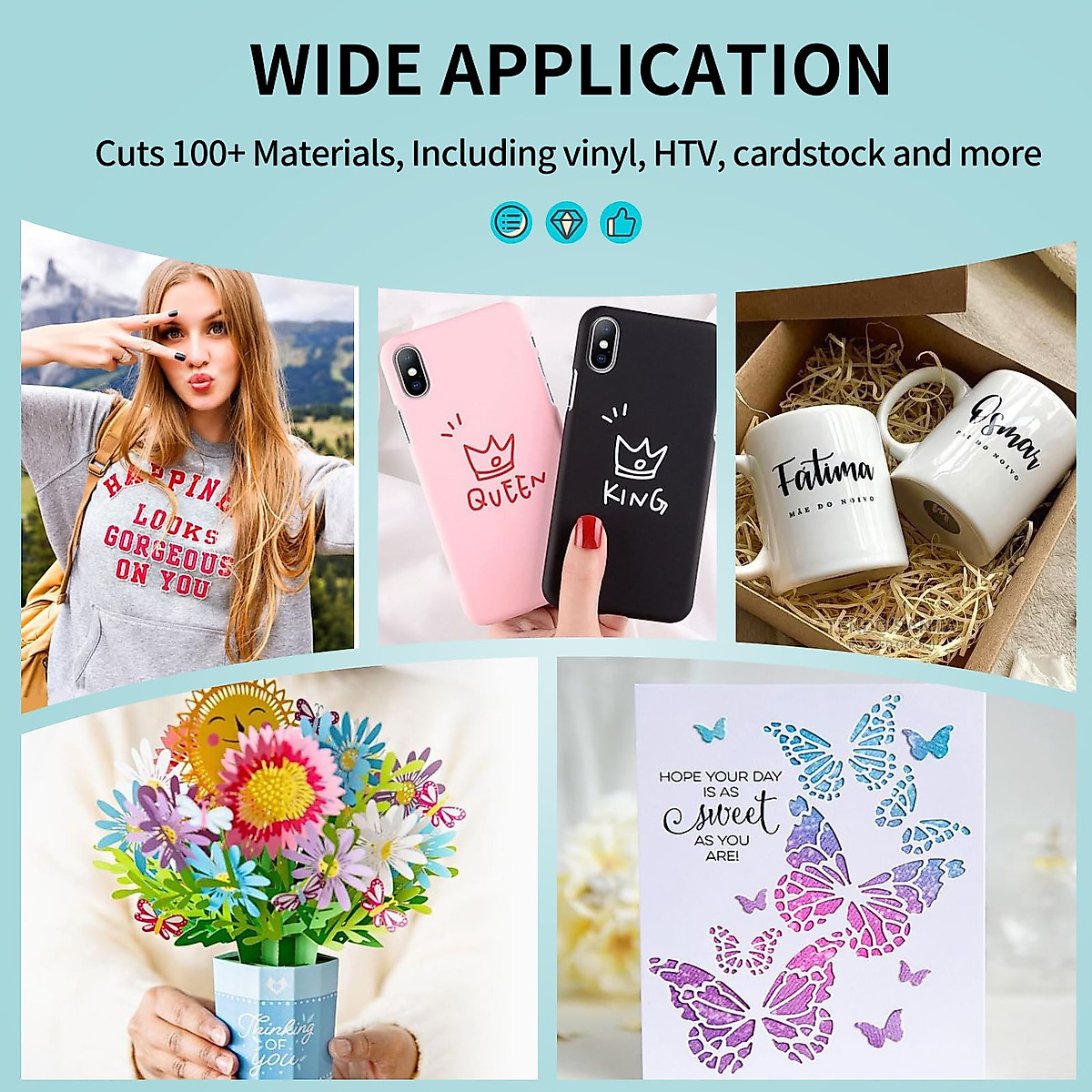 LOKLiK Crafter by HTVRONT Cutting Machine - Vinyl Cutter Machine for All Crafts, Cutting Machine for Vinyl, Iron On, Cardstock, Cuts 100+ Materials, Creates Customized Tshirt, Cards, Labels, Decals