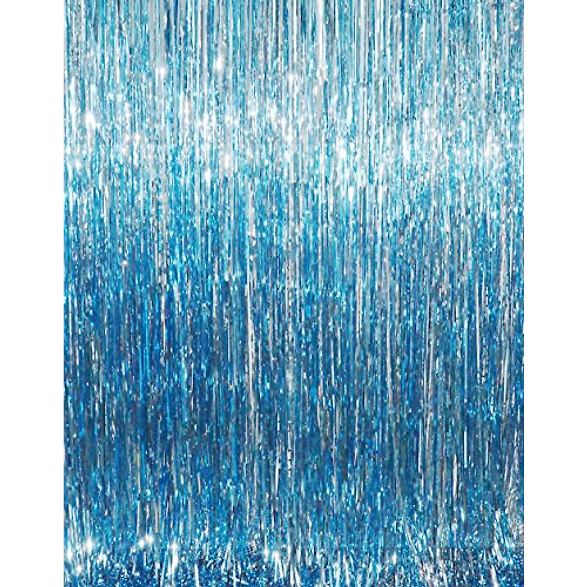 GOER 3.2 ft x 9.8 ft Metallic Tinsel Foil Fringe Curtains Party Photo Backdrop Party Streamers for Birthday,Graduation,New Year Eve Decorations Wedding Decor (Light Blue,5 pcs)