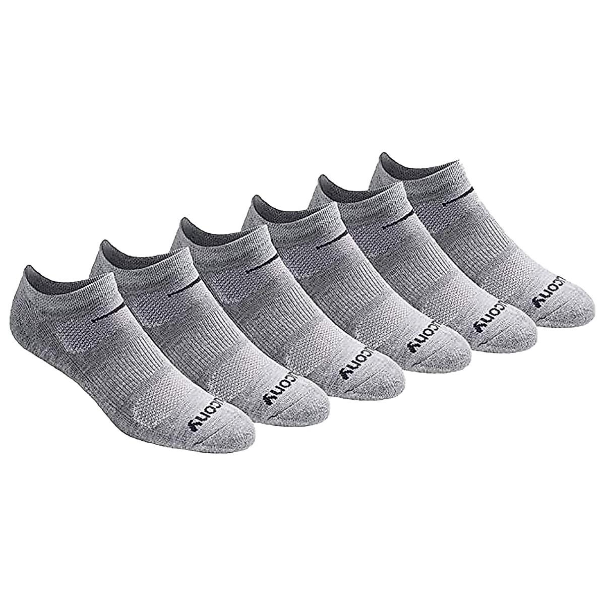 Saucony mens Multi-pack Mesh Ventilating Comfort Fit Performance No-show Socks, Grey Basic (6 Pairs), Shoe Size 8-12 US