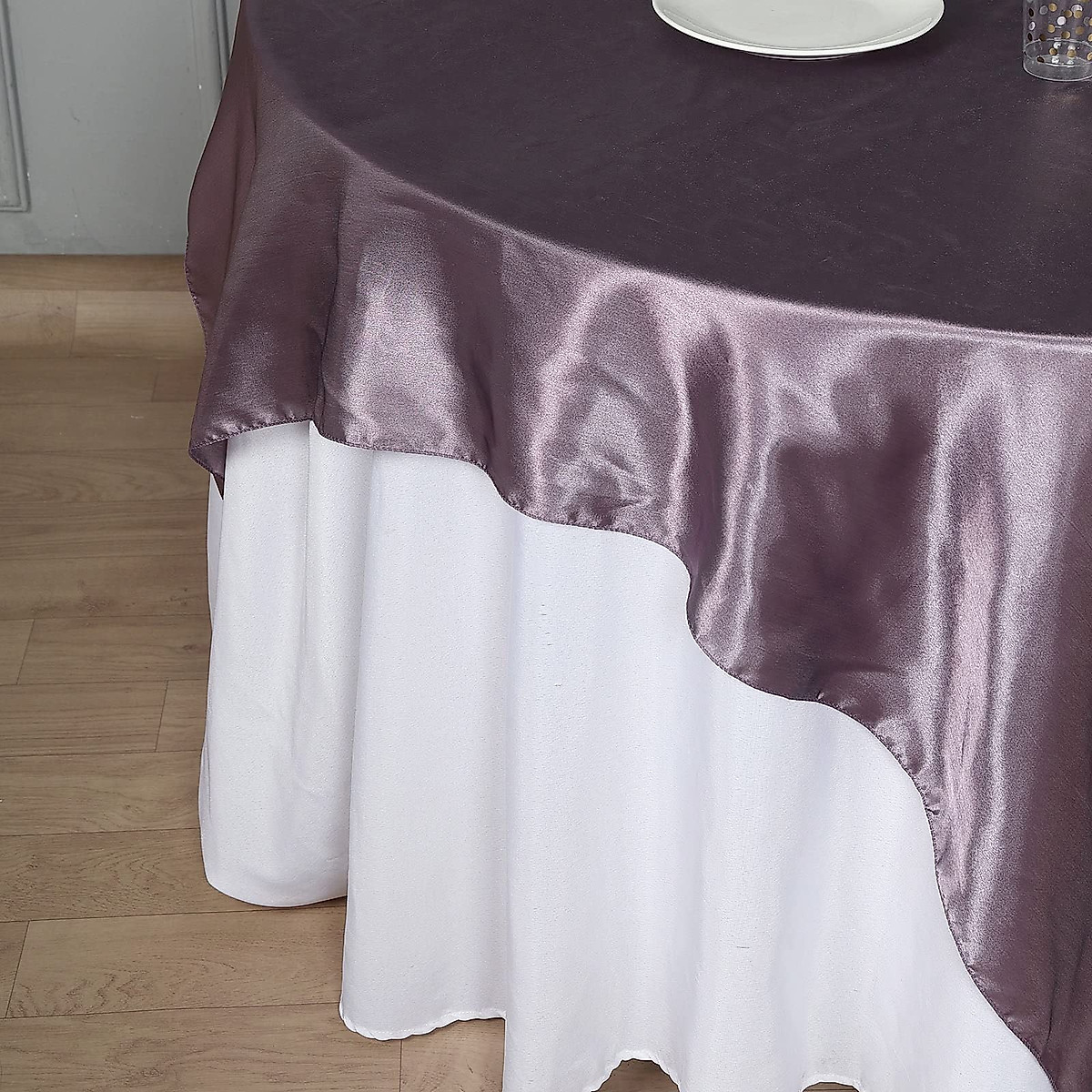 Tableclothsfactory 60" Satin Square Tablecloth Overlay for Wedding Catering Party Table Top Decorations Amethyst