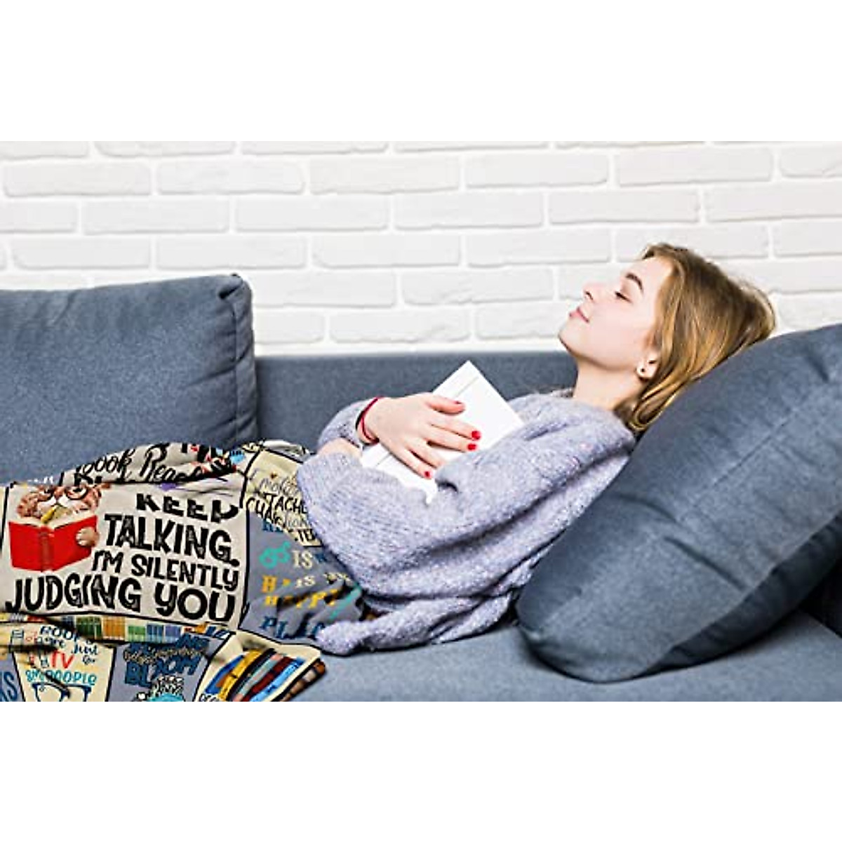 POQUSH Book Lovers Gifts,Gifts for Book Lovers Women, Women Reading Gifts for Book Lovers,Book Reader Gifts,Book Club/Bookworm Gifts for Reading Lover Bookish,Literary Gifts Ideas Blanket 60"x50"