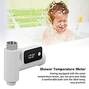 Shower Thermometer Bath Water Temperature Meter Tester LED Display G1/2 Read Thermometers for Home Bathroom Kitchen 5℃ to 85℃ (White)